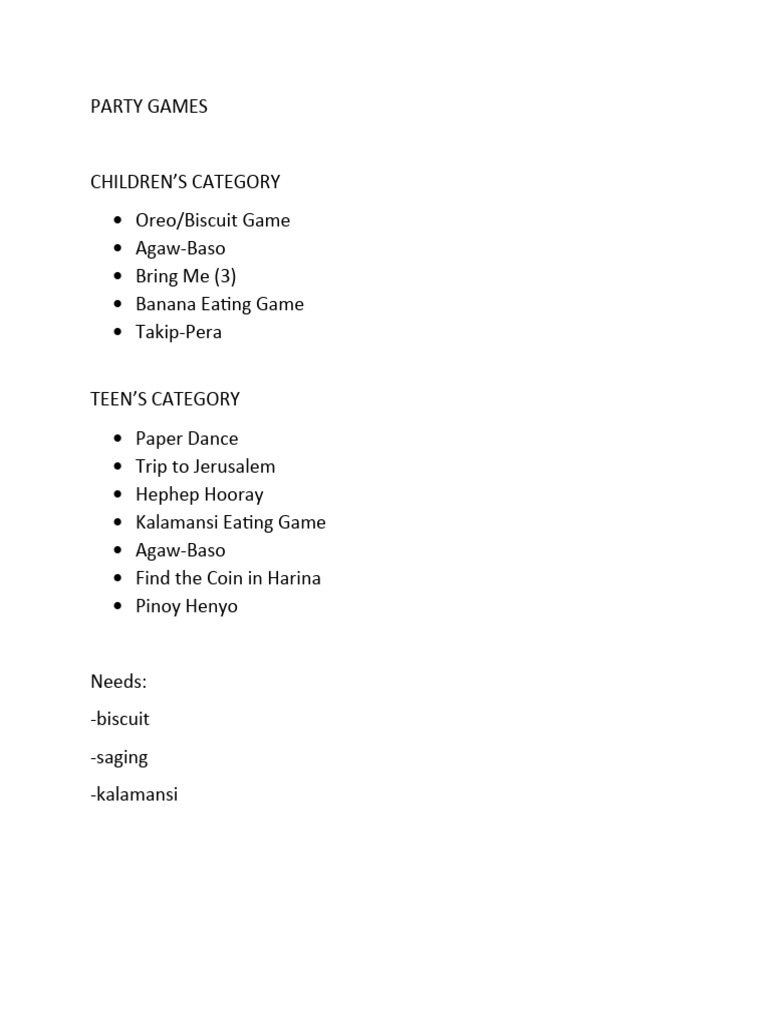Party Games Pdf
