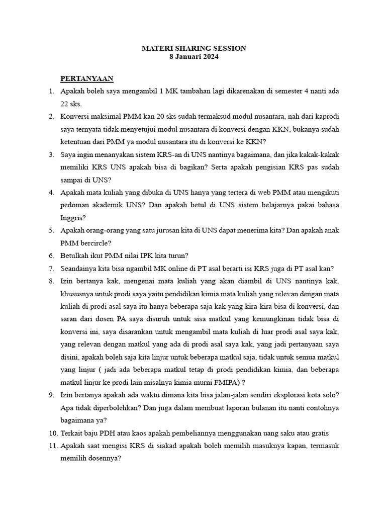 Materi Sharing Session | PDF