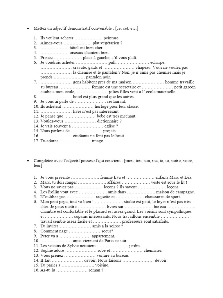 Adjectifs et articles en français | PDF | Industrie alimentaire | Cuisine