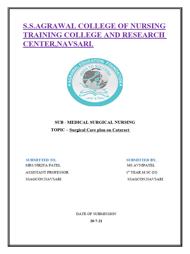 Care Plan On Cataract | Download Free PDF | Medical Specialties | Human Eye
