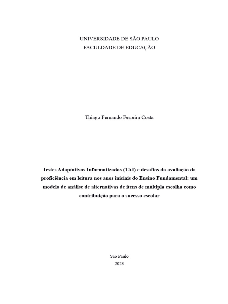 Costa T F F Tai E Desafios Da Avaliacao Da Proficiencia Em Leitura