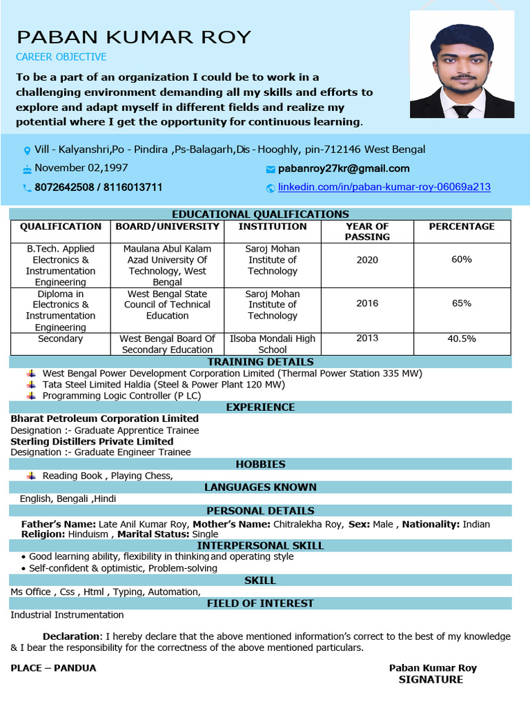 Paban New CV Exp | Download Free PDF | Cognition | Learning