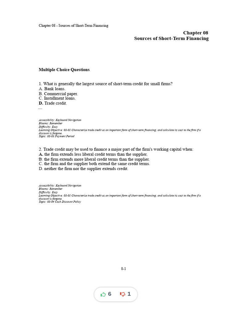 Short-Term Financing Sources Overview | PDF | Interest | Loans