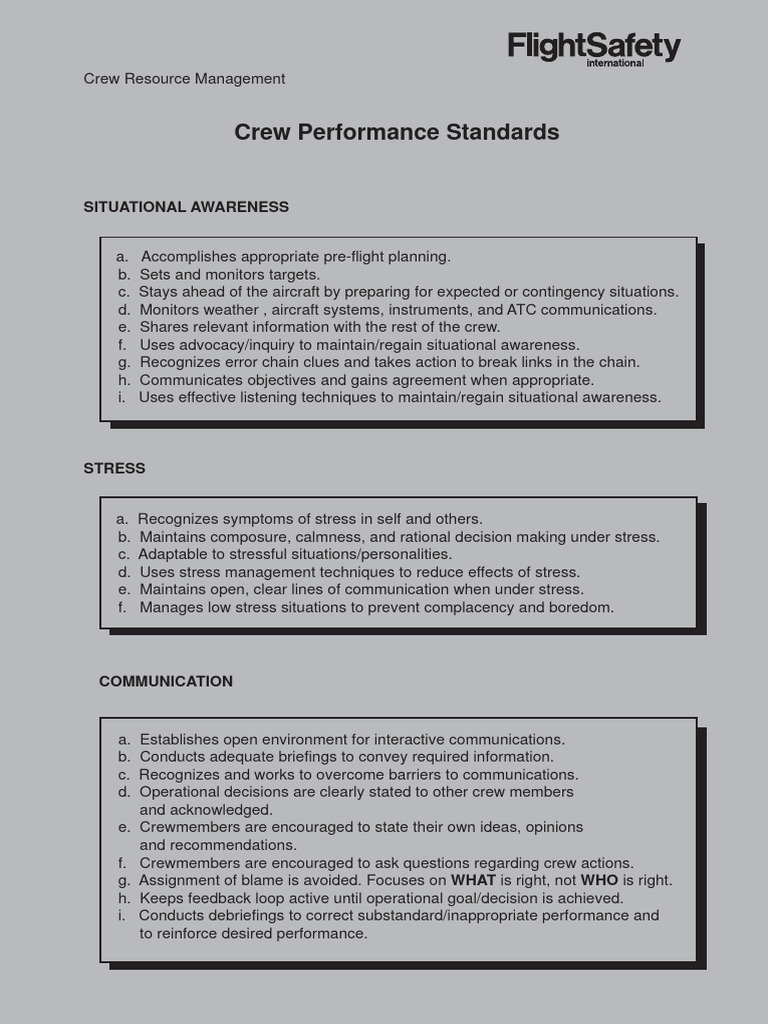Crew Resource Management Standards | PDF | Career & Growth | Business