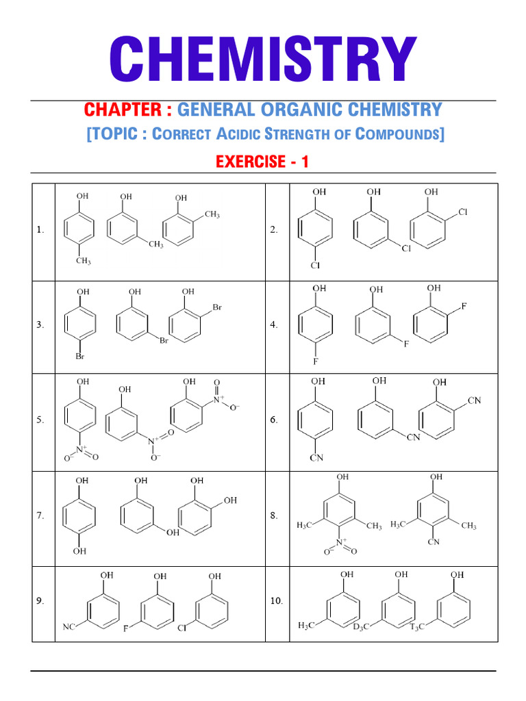 NB - Exer-1 - GOC (Acidic Strength of Compounds) | PDF | Organic ...