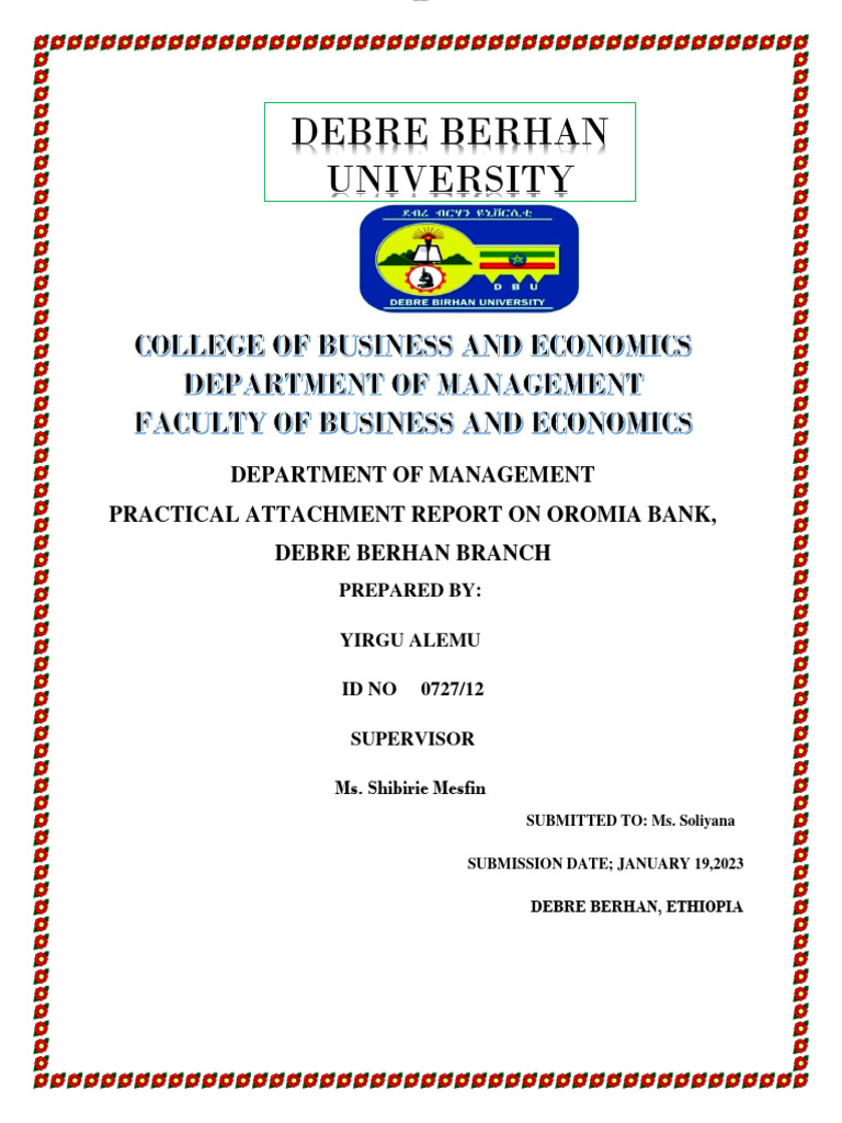 internship-report-OIB YIRGU | Download Free PDF | Banks | Audit