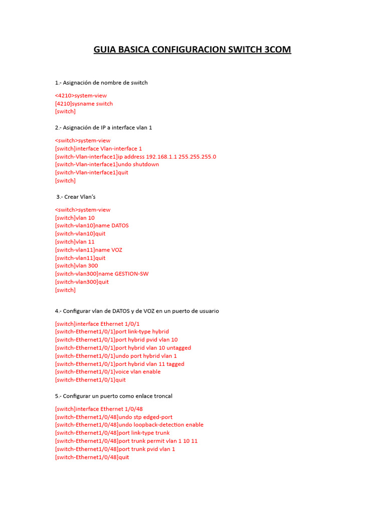 Guia Configuracion SW 3com | PDF | Internet Standards | Network ...