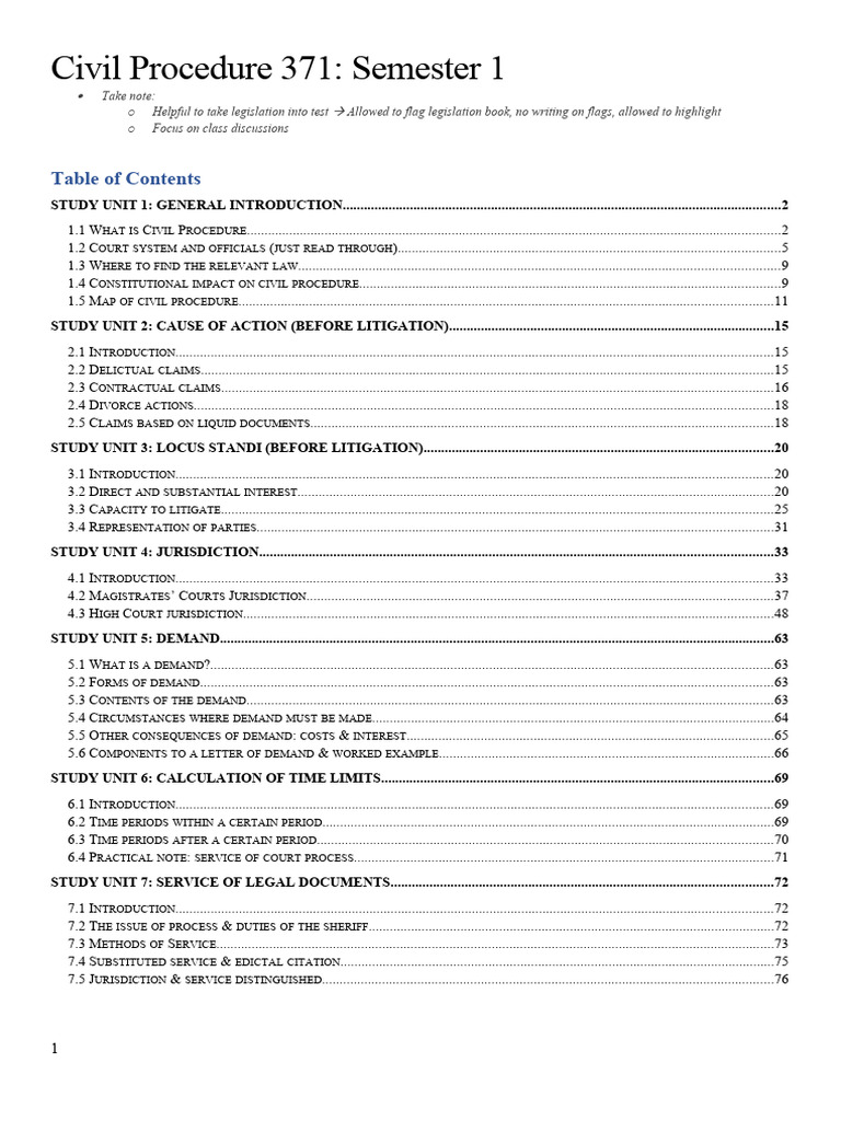 Sem 1 Civil Procedure 371 | PDF | Judgment (Law) | Lawsuit