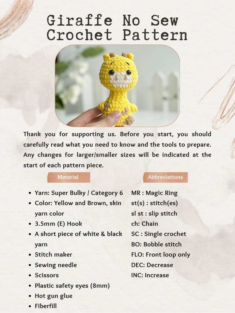 Giraffe No Sew | PDF | Teaching Methods & Materials