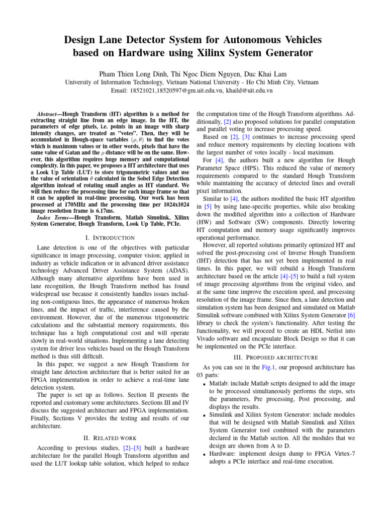 [3]. Design Lane Detector System for Autonomous Vehicles Based on Hardware Using Xilinx System ...