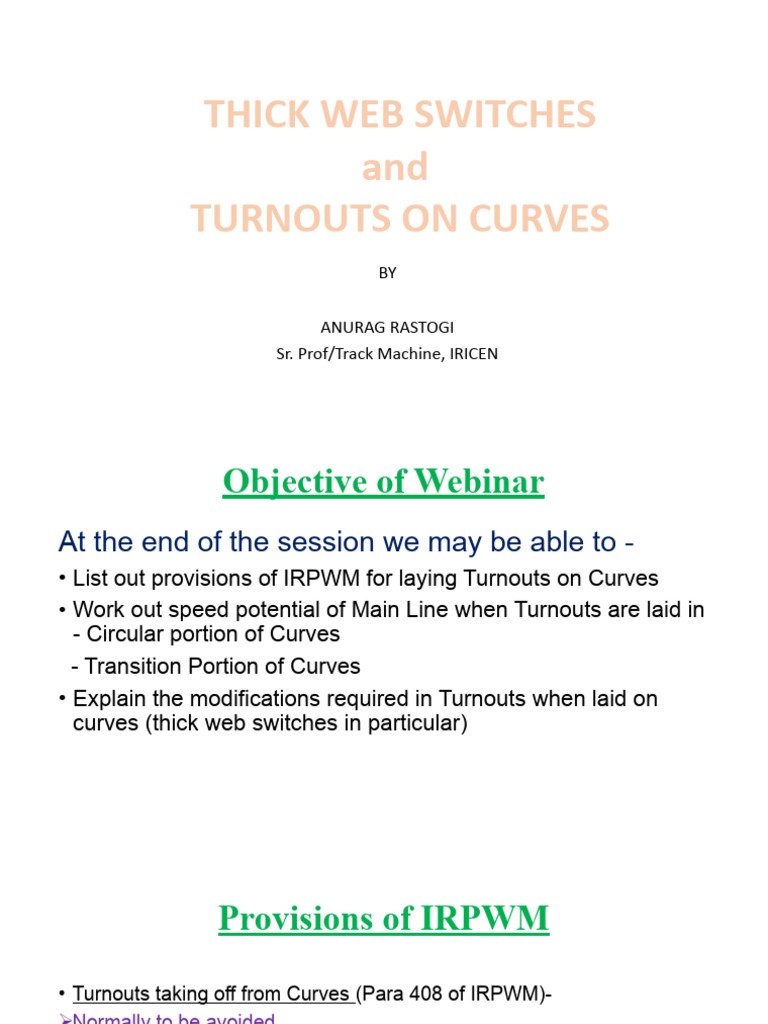 Turnouts On Curves - Webinar | PDF | Transport | Land Transport