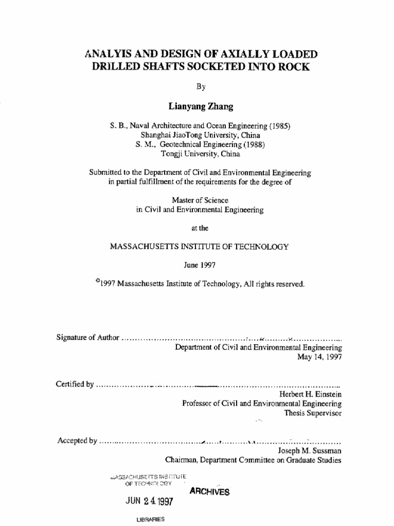 Analysis and Design of Axially Loaded Drilled Shafts Socketed Into Rock ...
