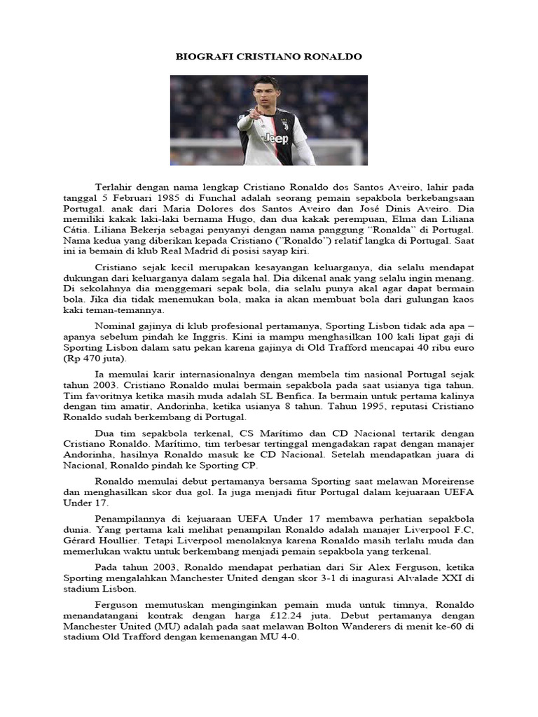 Biografi Cristiano Ronaldo | PDF