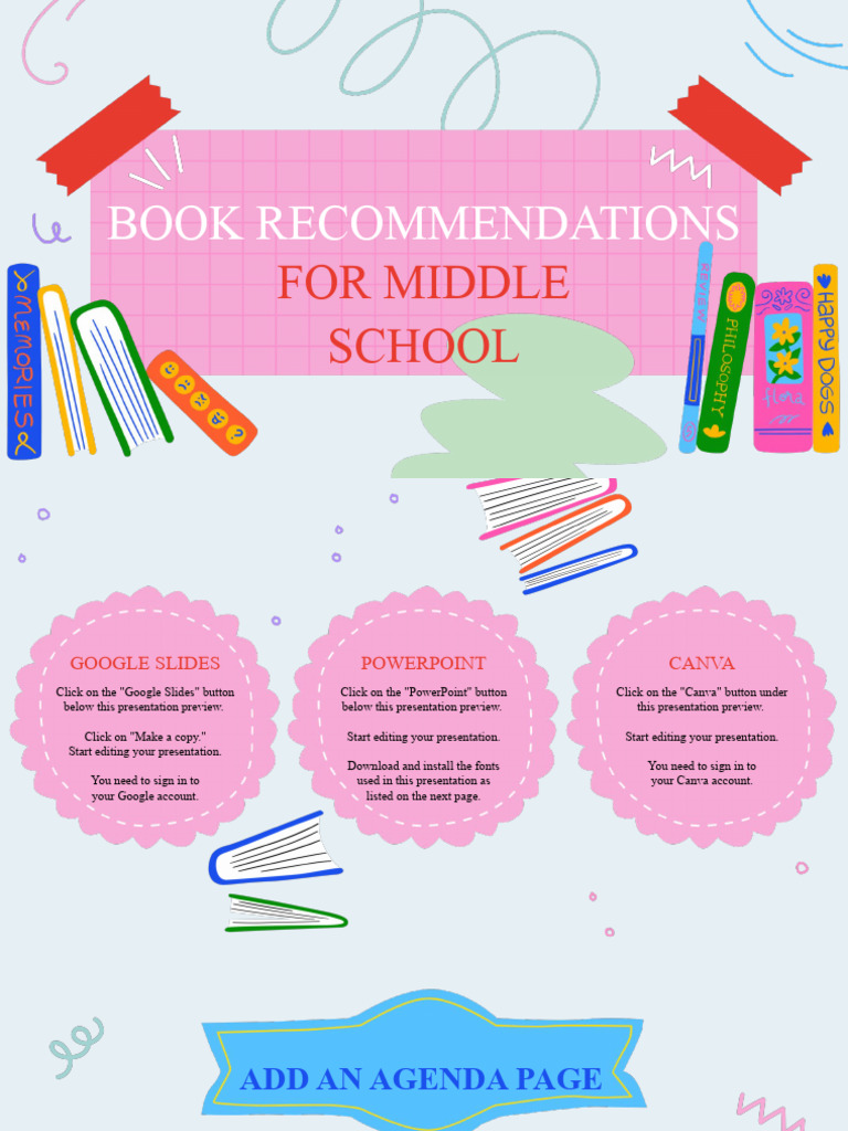Pink and Blue Cute Scrapbook Book Recommendations For Middle School ...