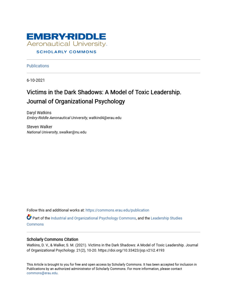 Toxic Leadership Model Analysis | PDF | Politics | Science & Mathematics