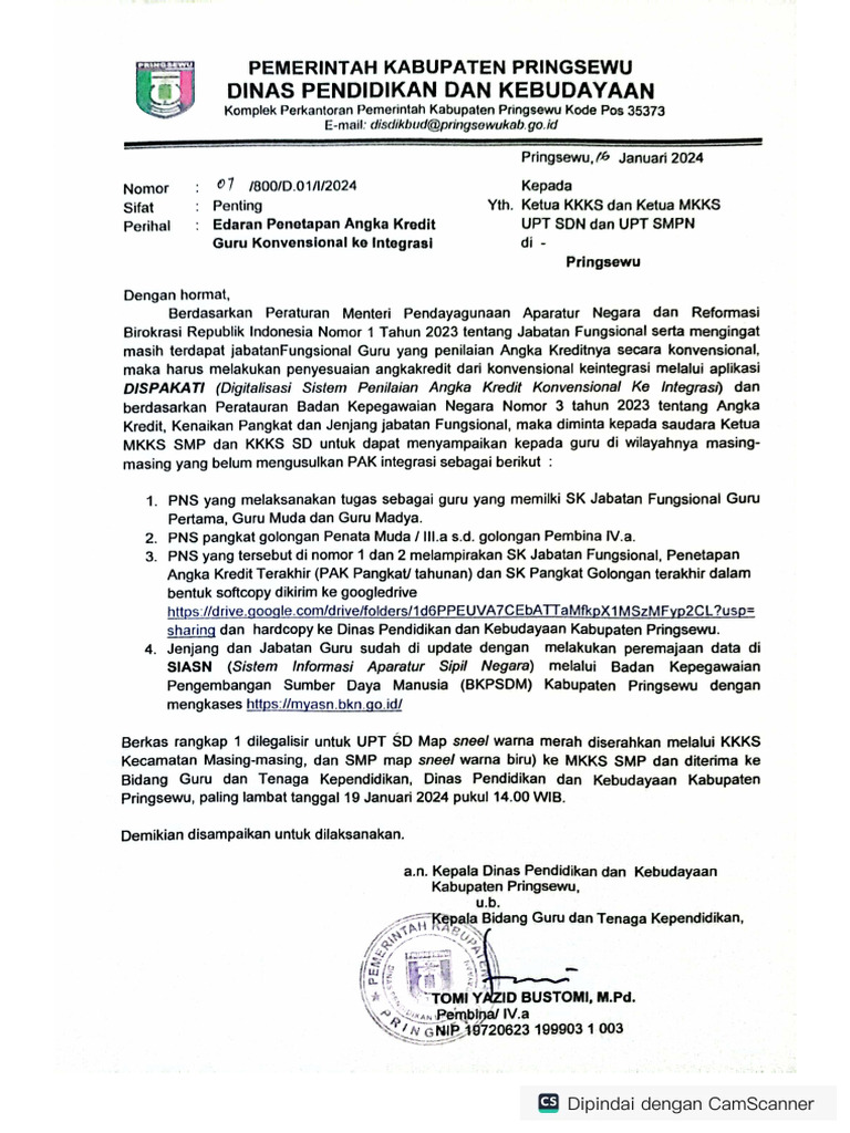 Surat Edaran Pak Integrasi Pdf