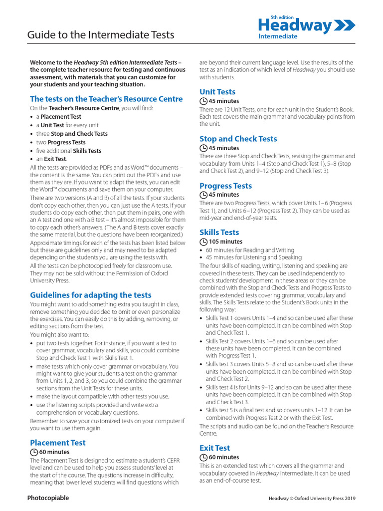 HW5e Int Tests Guide | PDF | Learning | Human Communication