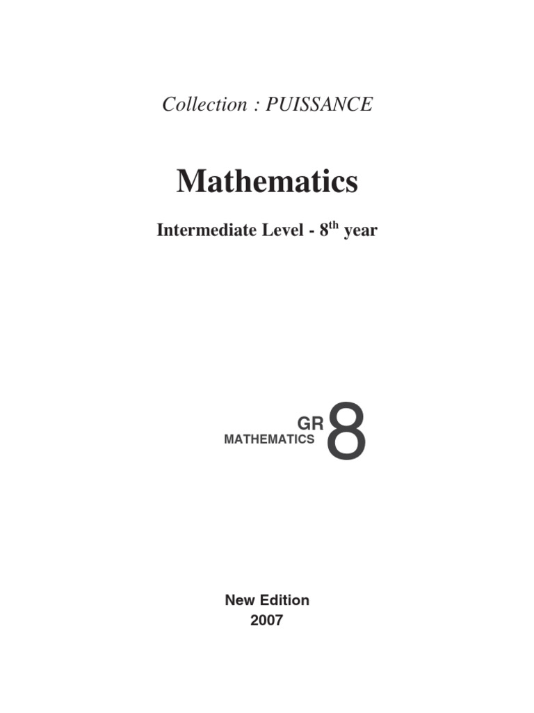 Grade 8 Math Collection PUISSANCE Al Ahlia New Edition 2008 | PDF ...