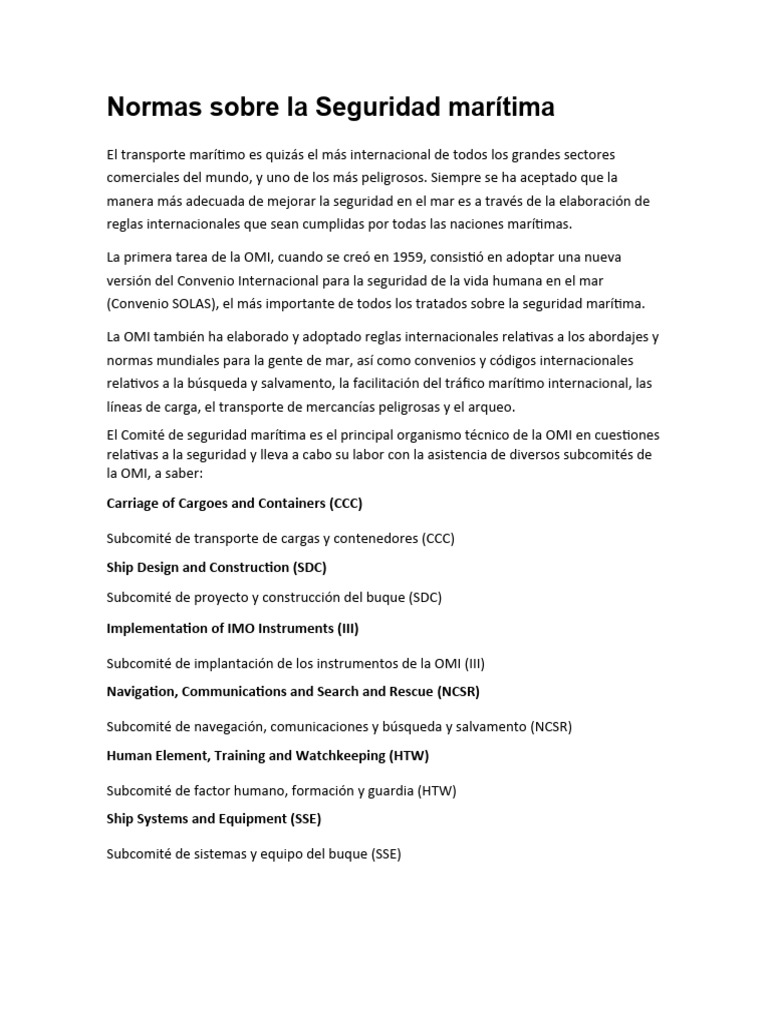 Normas de Seguridad Marítima Internacional | PDF | Negocios