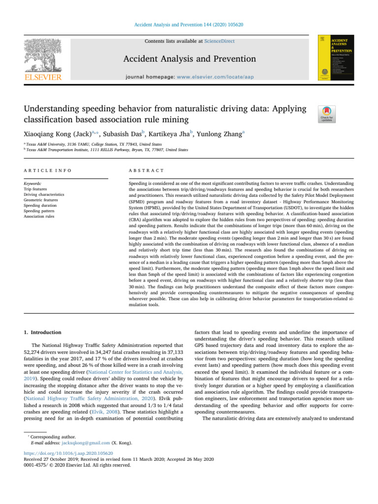 2020 (A) Kong AAAP Speeding Pattern | PDF | Speed Limit | Land Transport