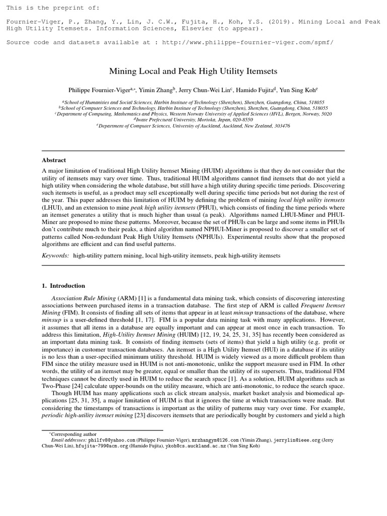 2018 Local and Peak Utility Patterns FINAL | PDF | Information Science | Algorithms