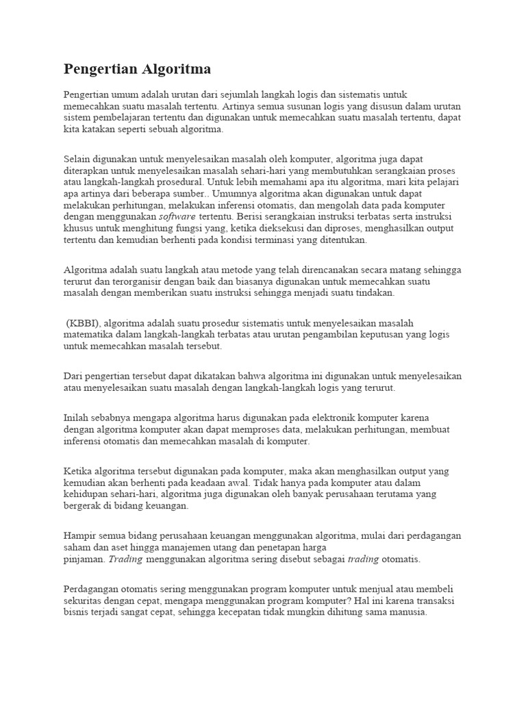 Pengertian Algoritma Pdf