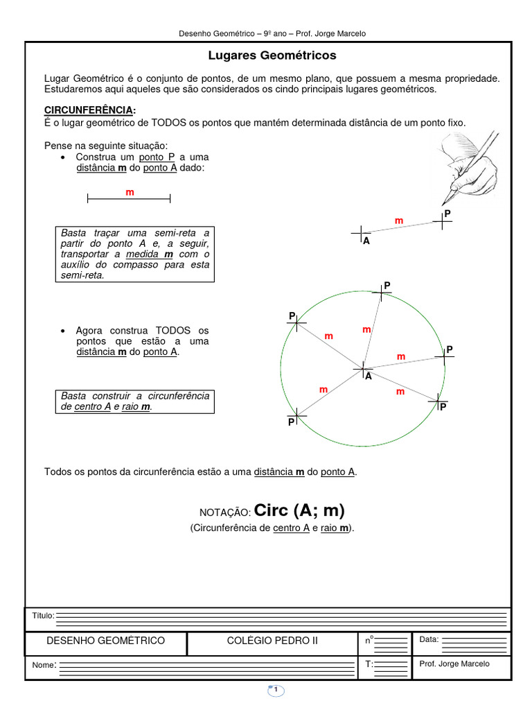 Lugares Geométricos 8º Ano | Download grátis PDF | Linha (Geometria) | Círculo