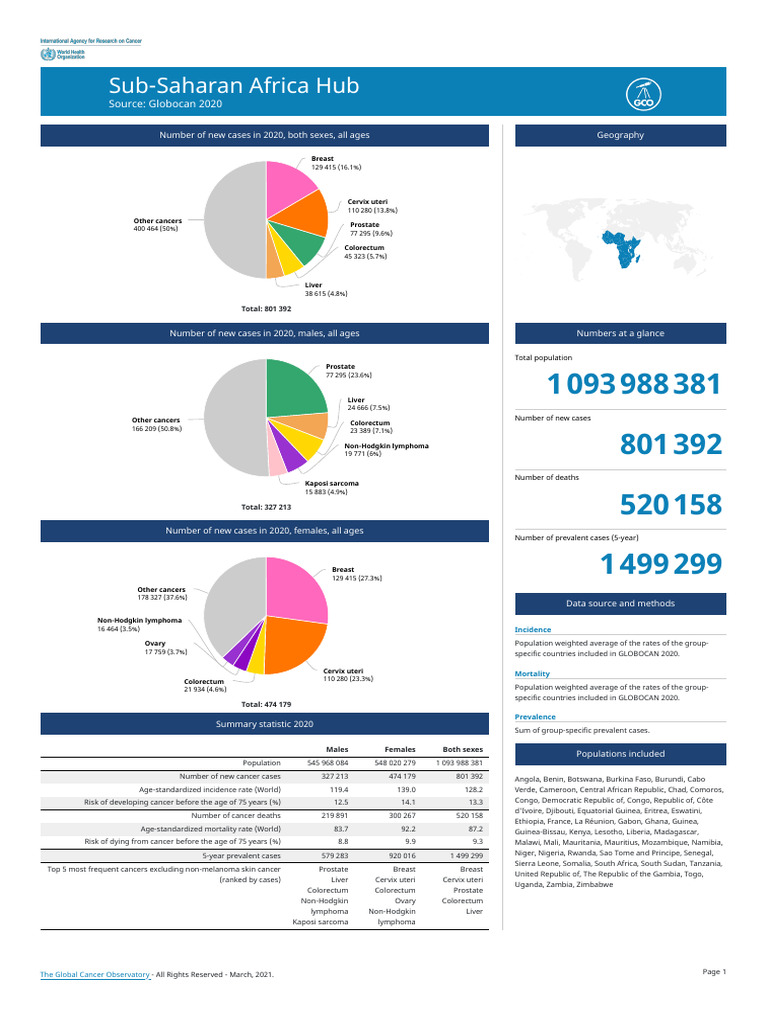 971 Sub Saharan Africa Hub Fact Sheets | PDF | Cancer | Africa