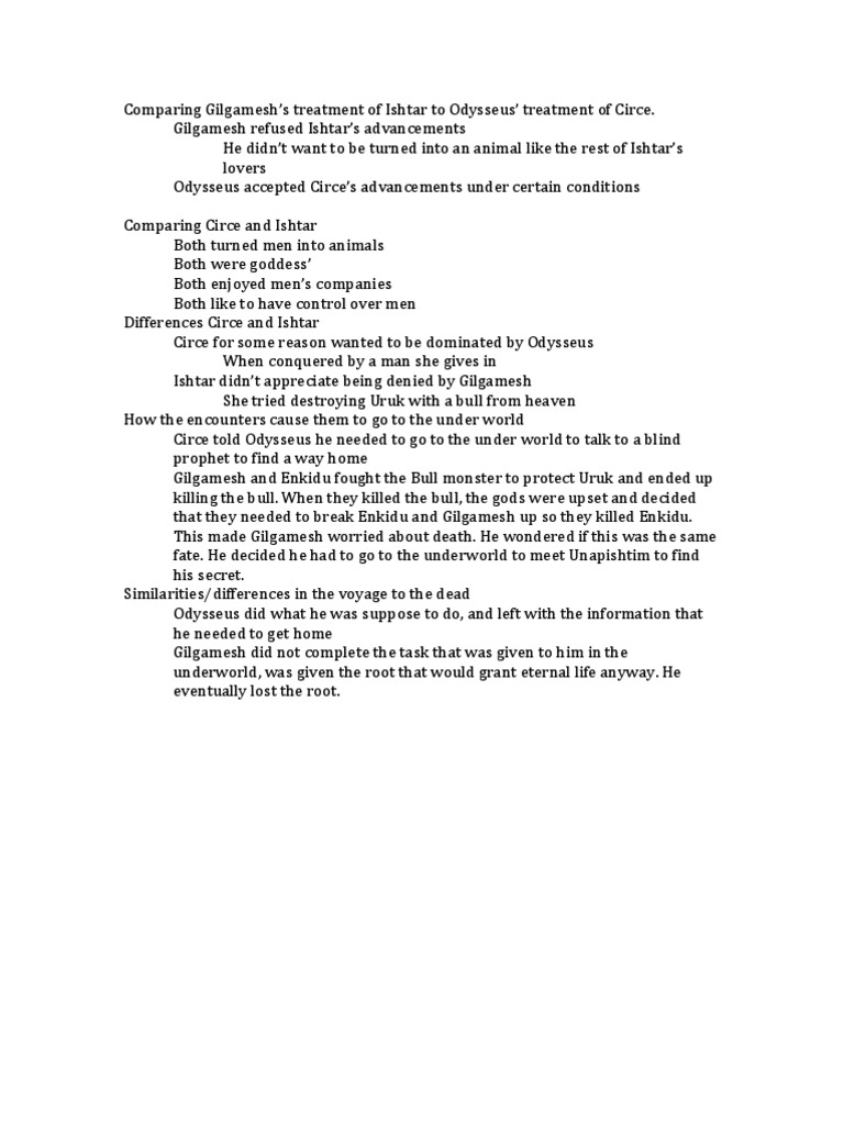 Circe vs. Ishtar: A Comparative Analysis | PDF | Epic Of Gilgamesh ...