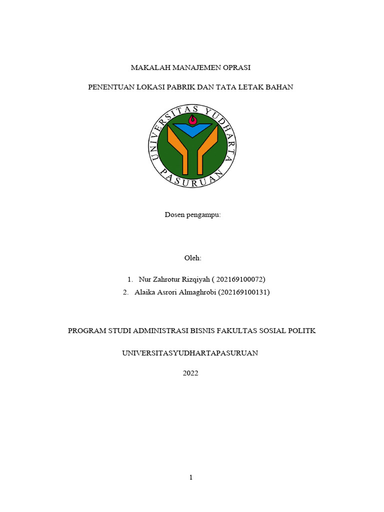 Makalah Manajemen Oprasi-1 | PDF