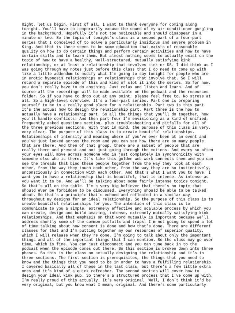 Ds Relationship Design Part 2 - TRANSCRIPT | PDF | Experience | Reason