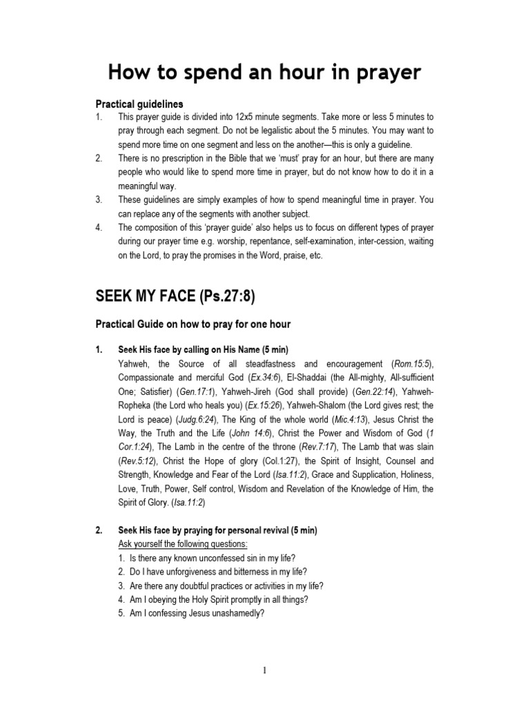 How To Spend An Hour in Prayer | PDF | Prayer | Meditation