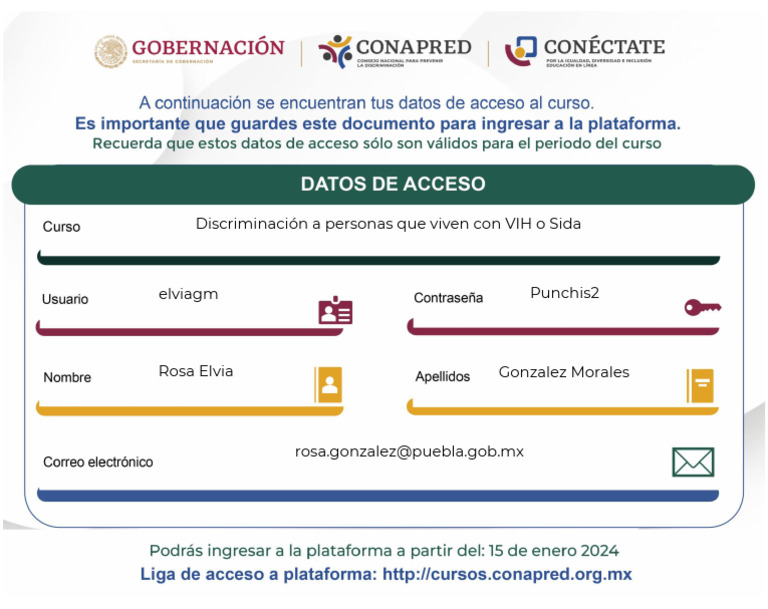 Comprobante de inscripción curso CONAPRED 9 01 2024 | PDF