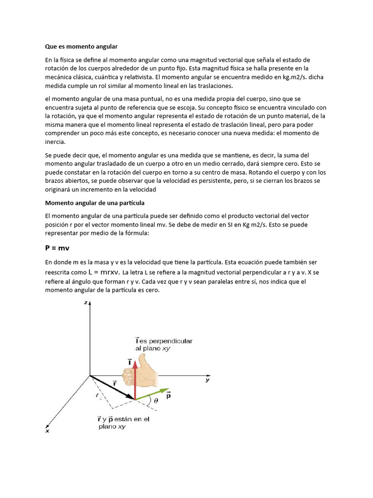 Momento Angular | PDF | Esfuerzo de torsión | Momento angular