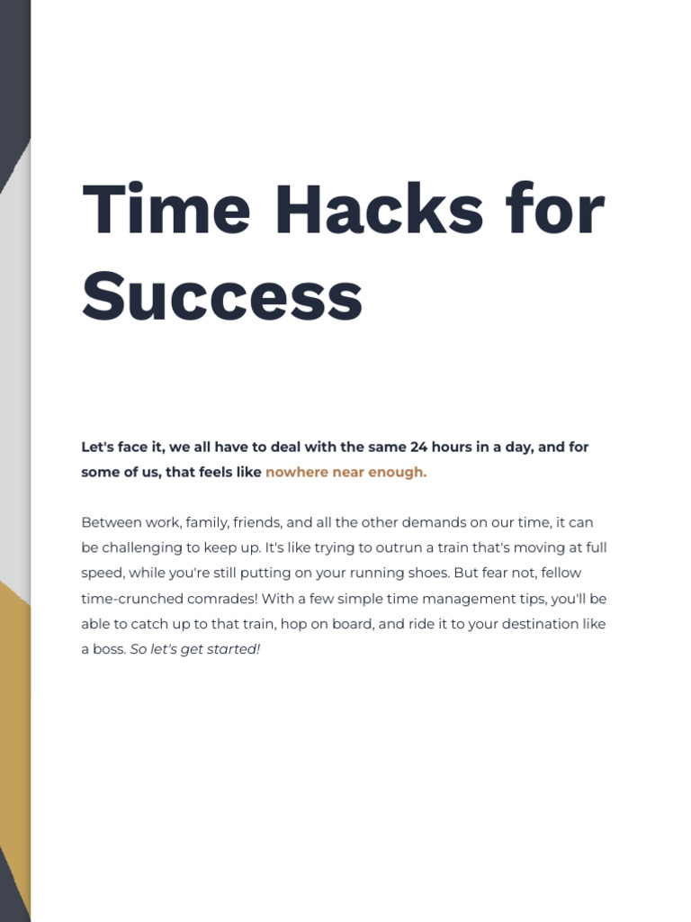 Virtack Time Hacks For Success | Download Free PDF | Time Management ...
