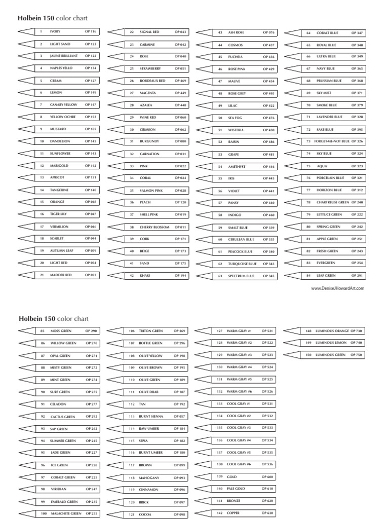 Holbein 150 Chart | PDF