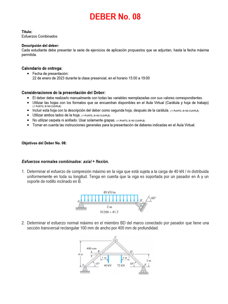 Deber No. 08. - RMII 2023.P2 - Unlocked | PDF | Viga (Estructura) | Pascal (Unidad)