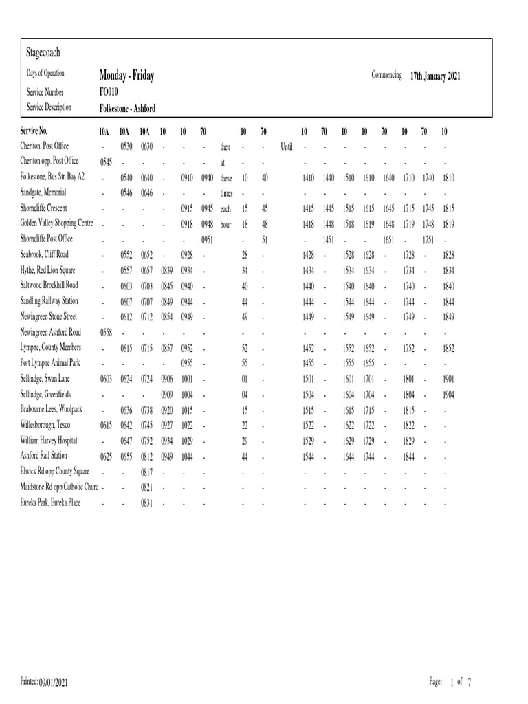 Route 10 Folkestone - Ashford | PDF | Bus Transport | Transport