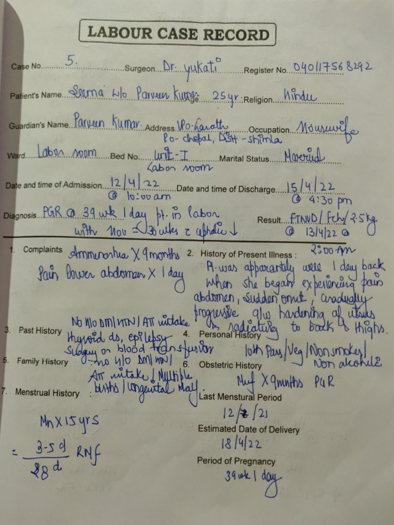 Labour Case Record | PDF