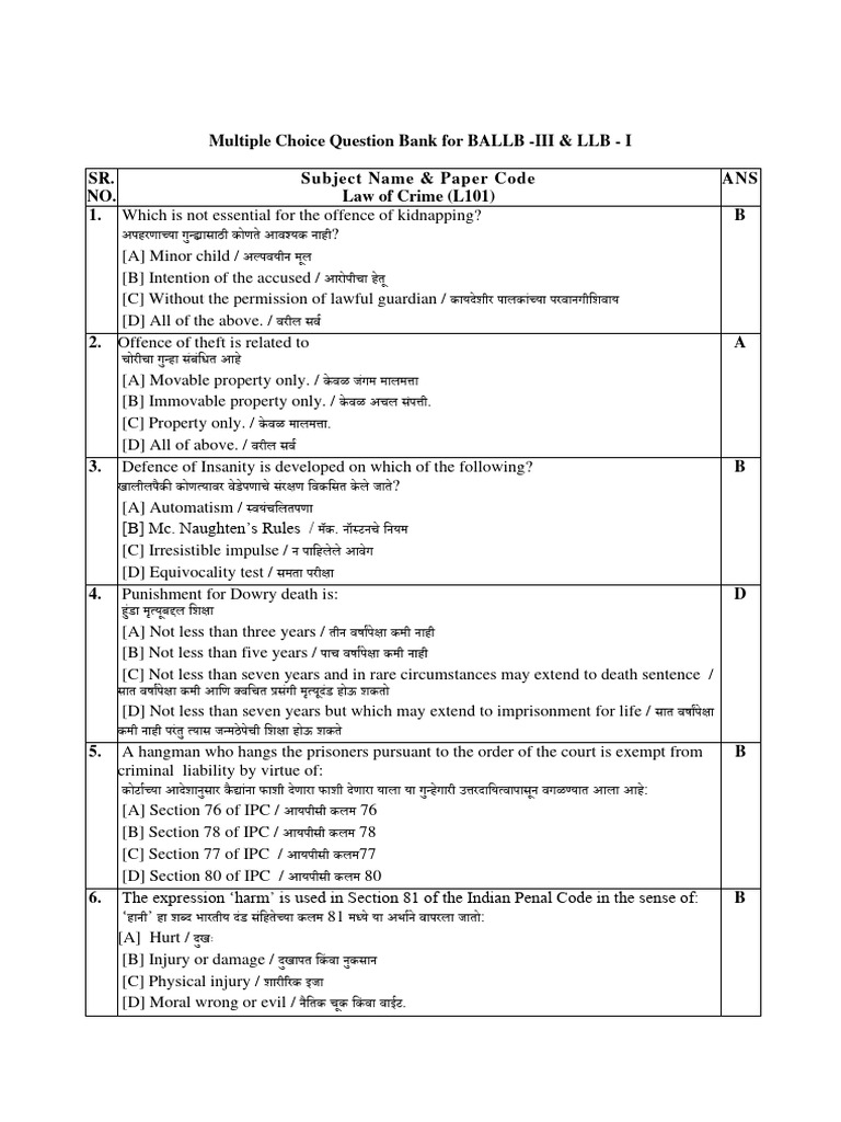 BALLB - III and LLB - I | PDF