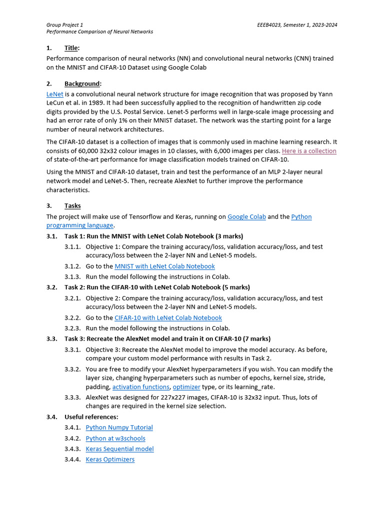 Neural Networks vs CNNs on MNIST & CIFAR-10 | PDF | Computer Science | Cognition