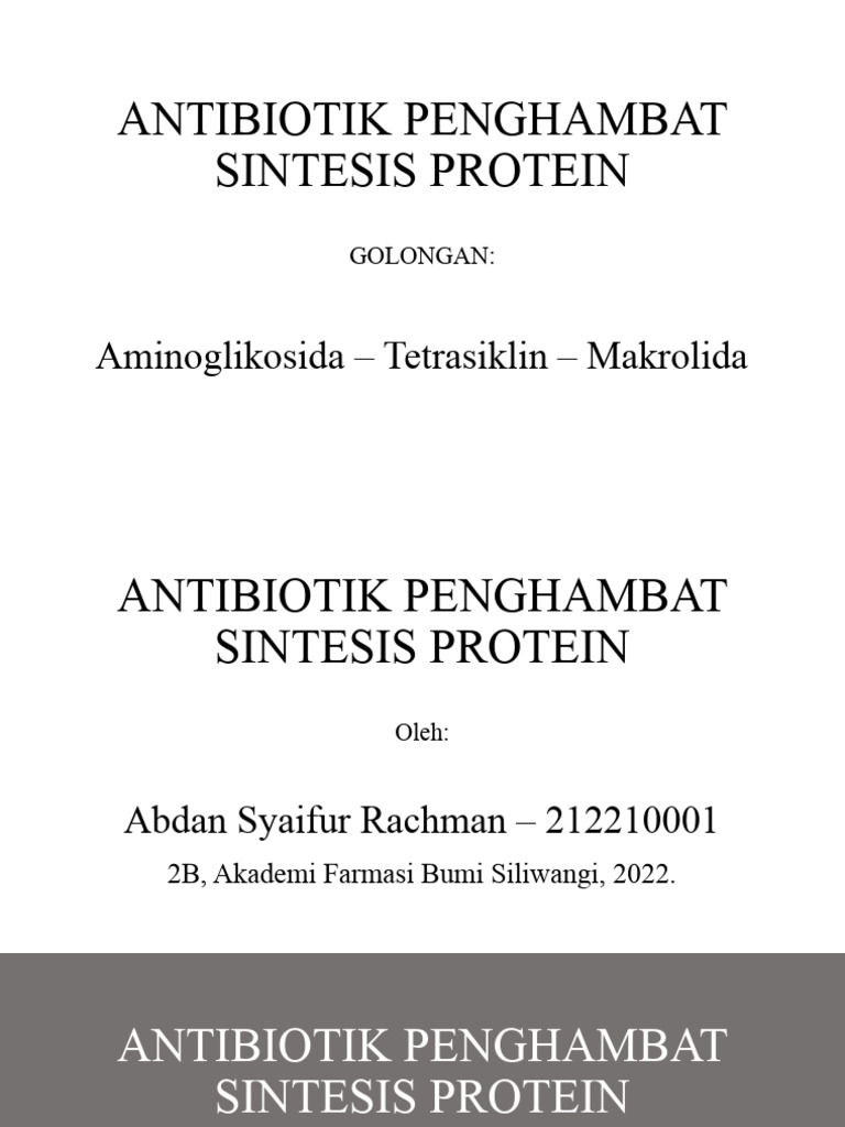 Antibiotik Penghambat Sintesis Protein | PDF