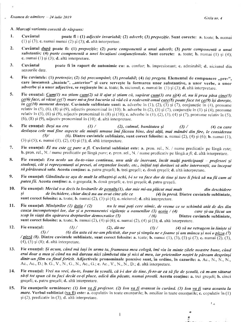 Subiecte G4 2019 | PDF