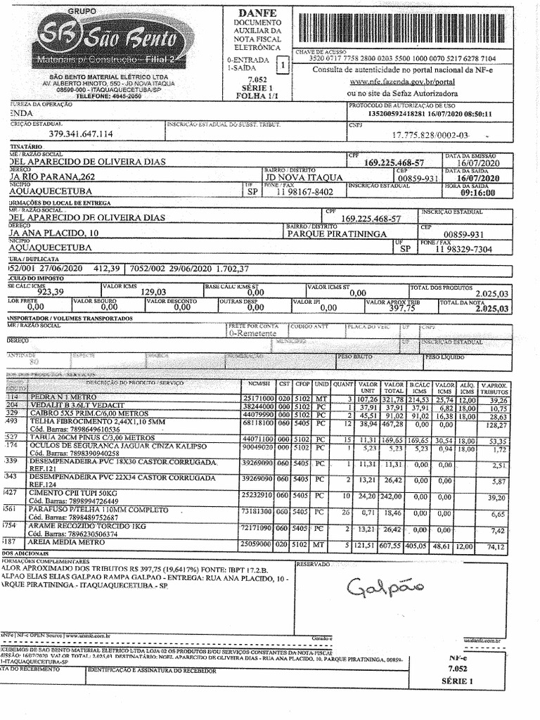 Doc. 7 Notas Fiscais. | PDF