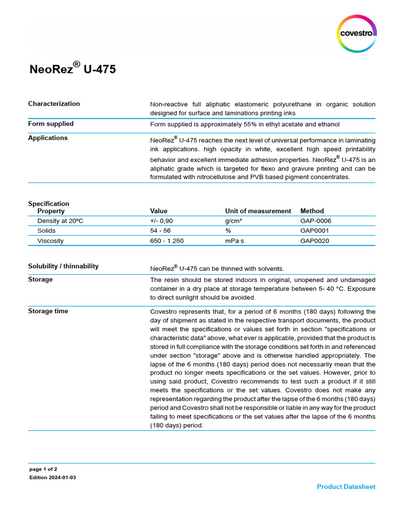NeoRez U 475 - en - 50019012 23375777 23490818 | PDF | Viscosity | Medical Device