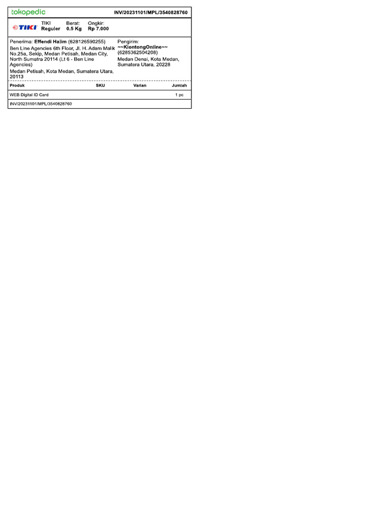 Label Tokopedia | PDF