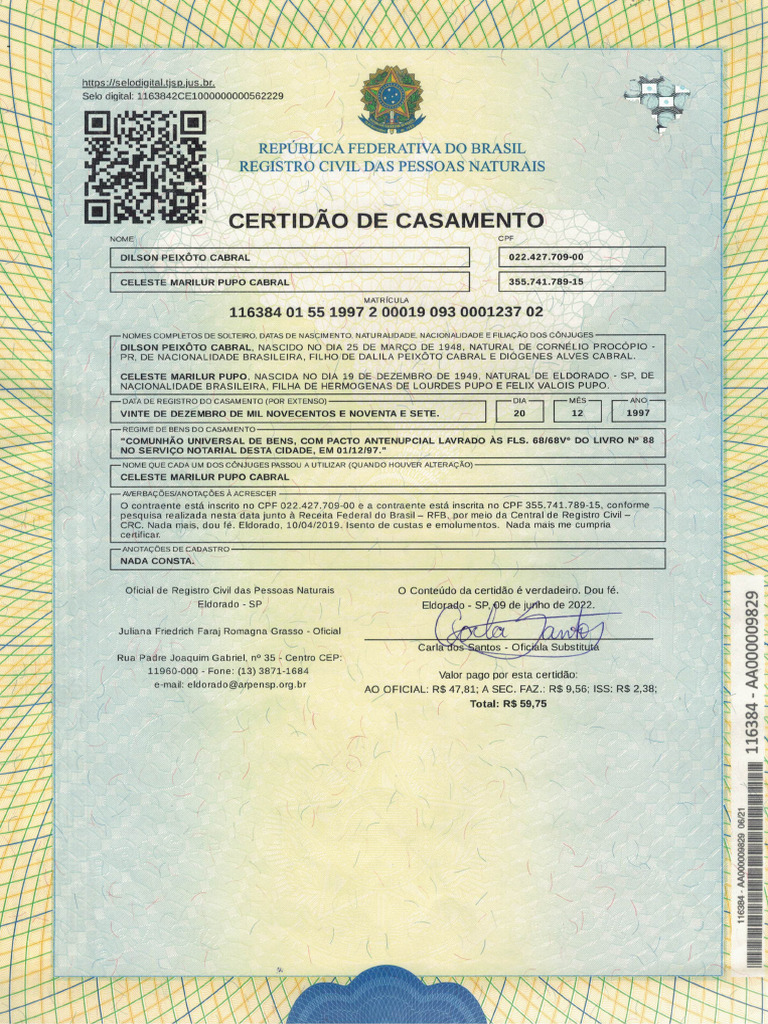 Certidao de Casamento | PDF