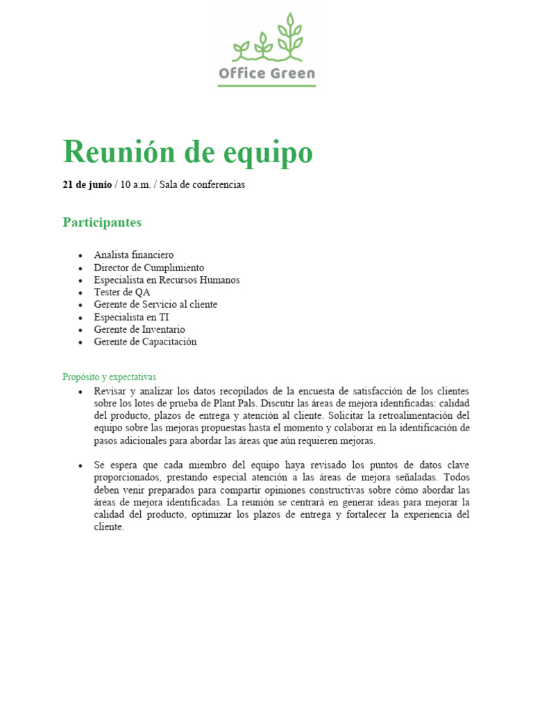 Jaime Poveda - Activity1-Plan-a-meeting-and-inform-the-team - SPA | PDF | Cliente | Servicio al ...