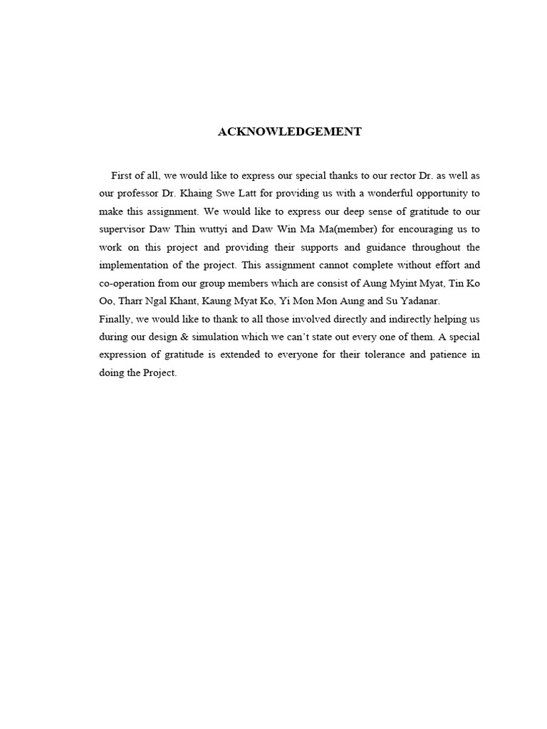 ACKNOWLEDGEMENT | PDF | Engineering | Electrical Engineering
