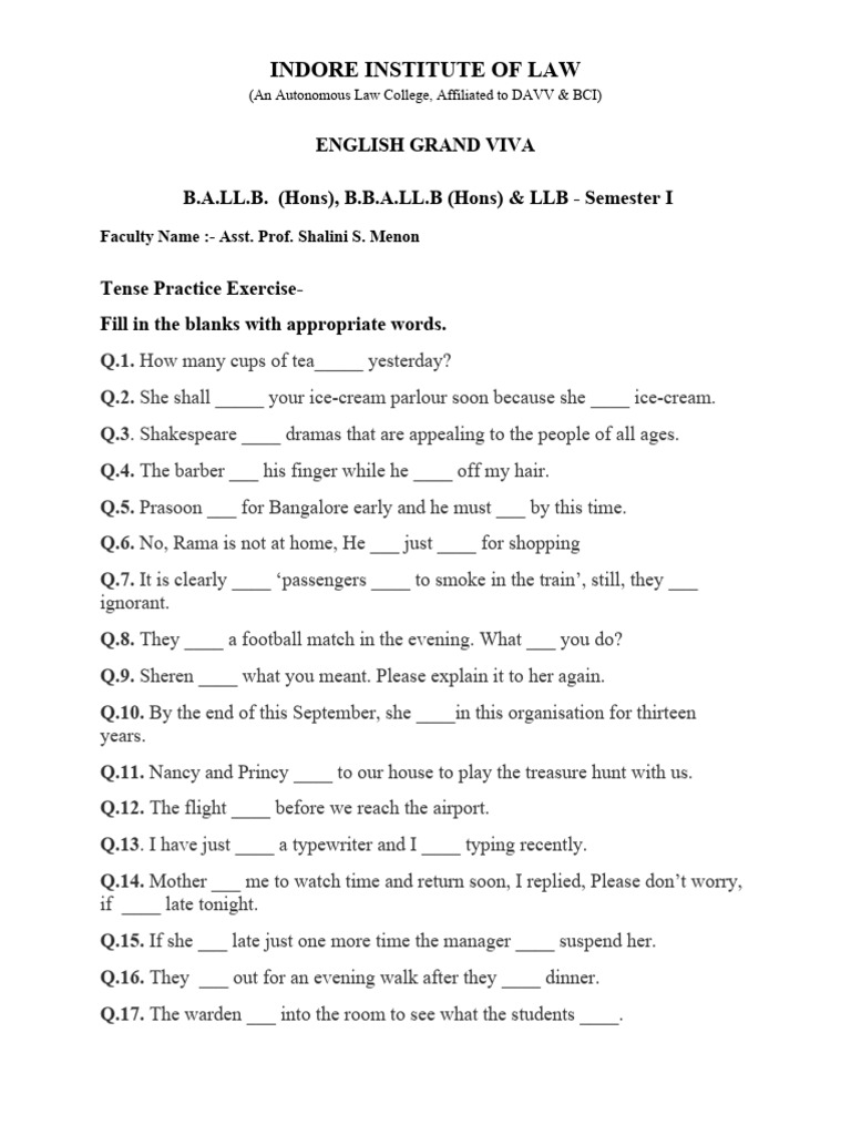 Grand Viva English B.allb | PDF | Sentence (Linguistics)